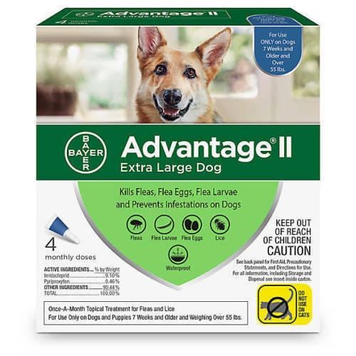 K9 Advantage II / 100 Flea Lice Medicine XL Large Dogs Pack K-9 4 Month ...