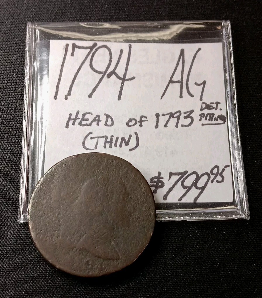 1794 Large Cent AG! Head Of 1793 (Thin)! Details: Pitting! ENN Coins | eBay
