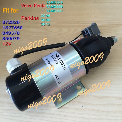 12V Solenoid Valve 872826 1827650 Fit for Volvo Pent TAMD60A Perkins ...