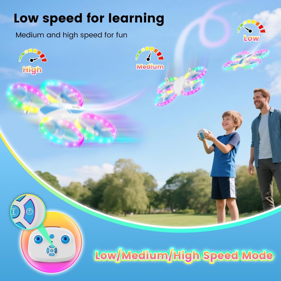 Mini Drone for Kids & Beginners, LED, Altitude Hold, 3 Speed, Gift Toy ...
