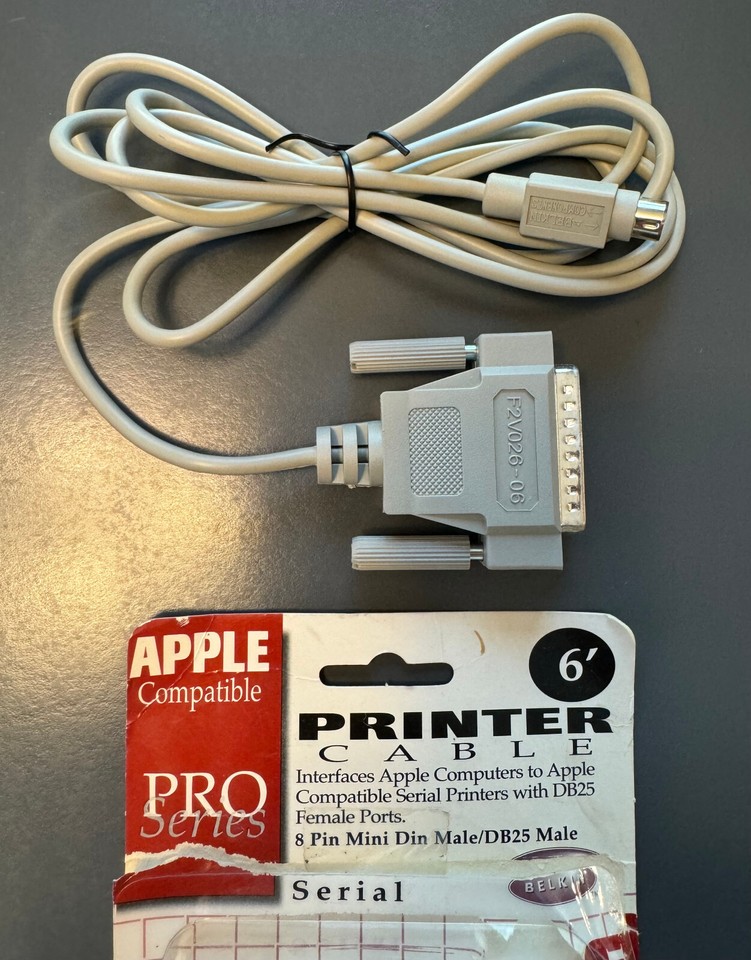 Printer lead/cable (6') Apple IIe to Imagewriter 8-pin mini DIN to DB25 ...