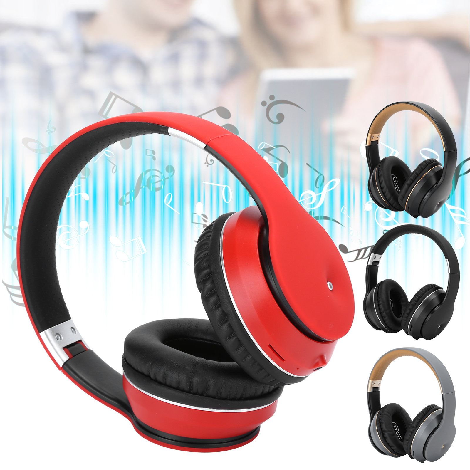 Wireless BT Stereo Headset MP3 For Music Games Computers Support Memory ...