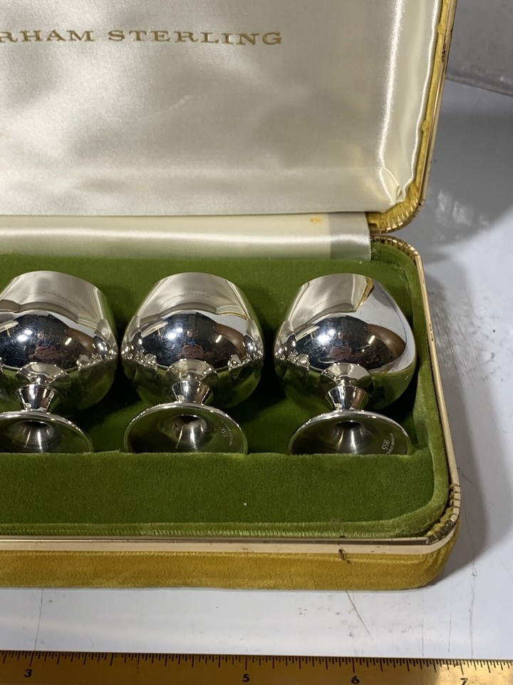 Set of 4 Vintage Gorham Mini Cordial Chalice Goblet Shot Cup Sterling ...