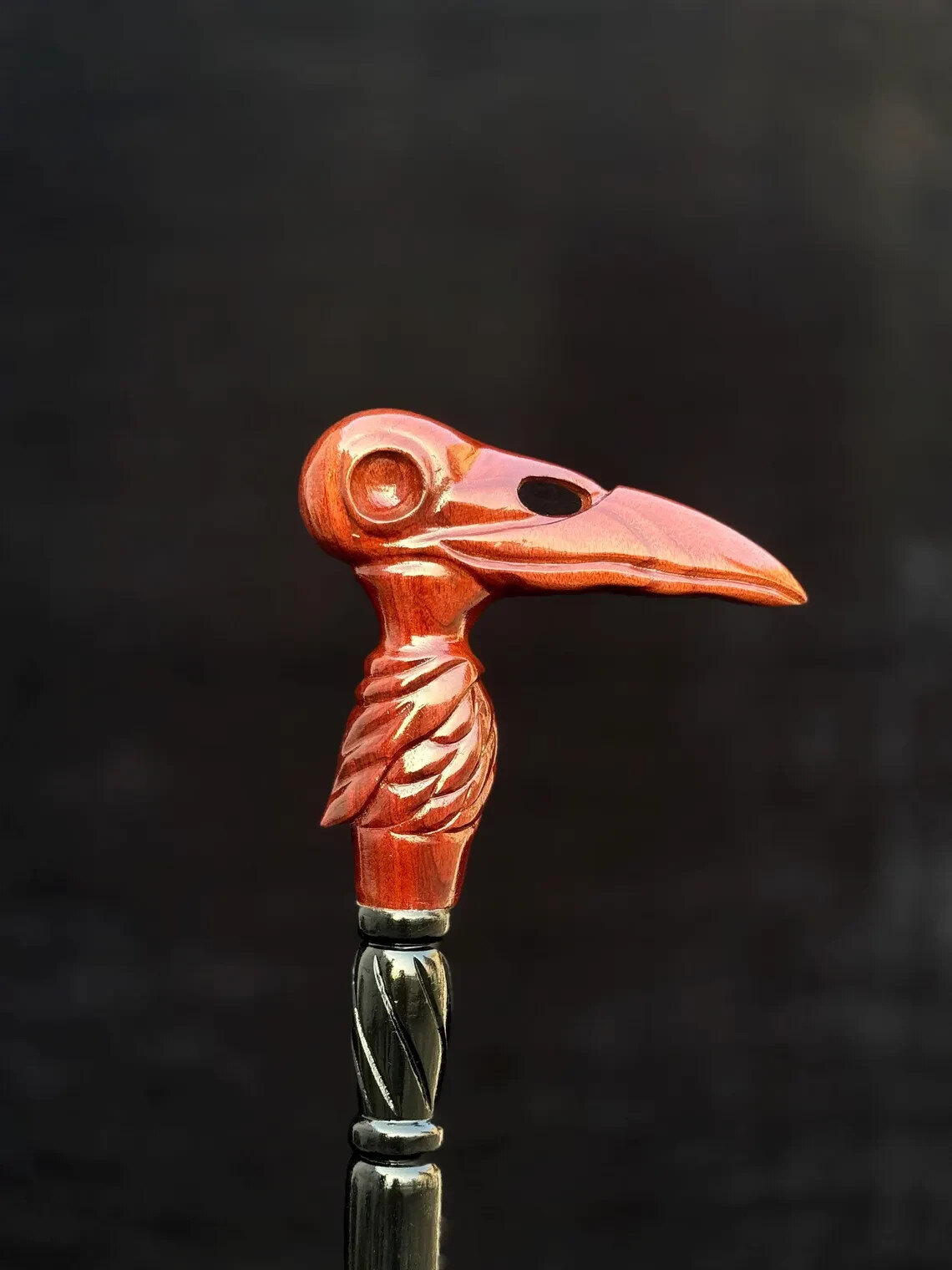 Victorian Raven Crow Hand-Carved Walking Stick Unique… - Gem
