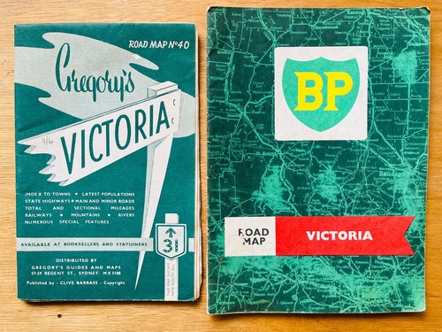 Vintage 2x Gregory's Victoria Road Map No 40 & BP Road Map Victoria ...