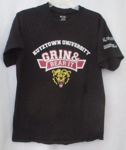 KUTZTOWN UNIVERSITY GRIN & BEAR IT BLACK COTTON T-SHIRT - SIZE M | eBay