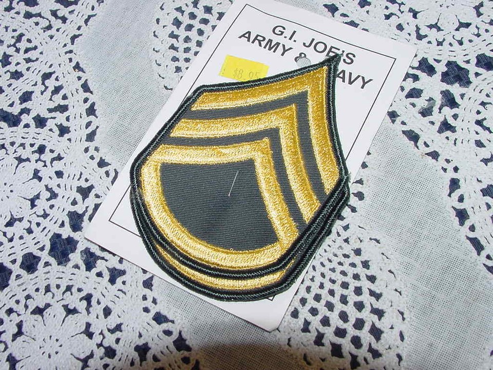 US Army Staff Sargent SSG E6, Gold/GREEN, Patch Set, Regulation Size ...