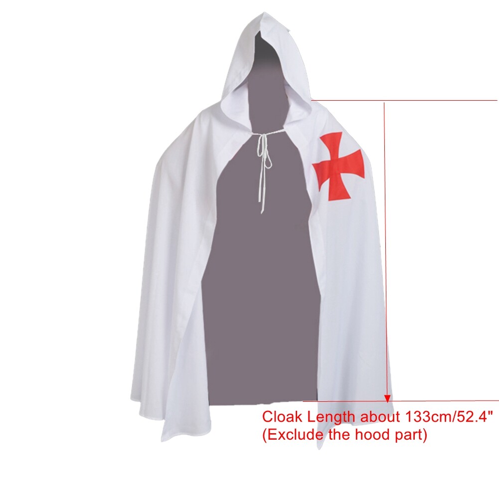 Medieval Men Crusader LARP Red Cross Cloak Cosplay Templar Knights ...