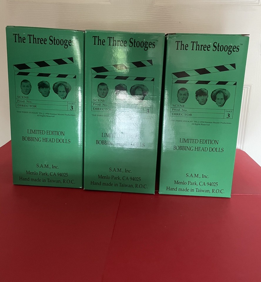 The Three Stooges Bobbleheads 1994 NIB Sam Inc. Boxes And COA’S ...