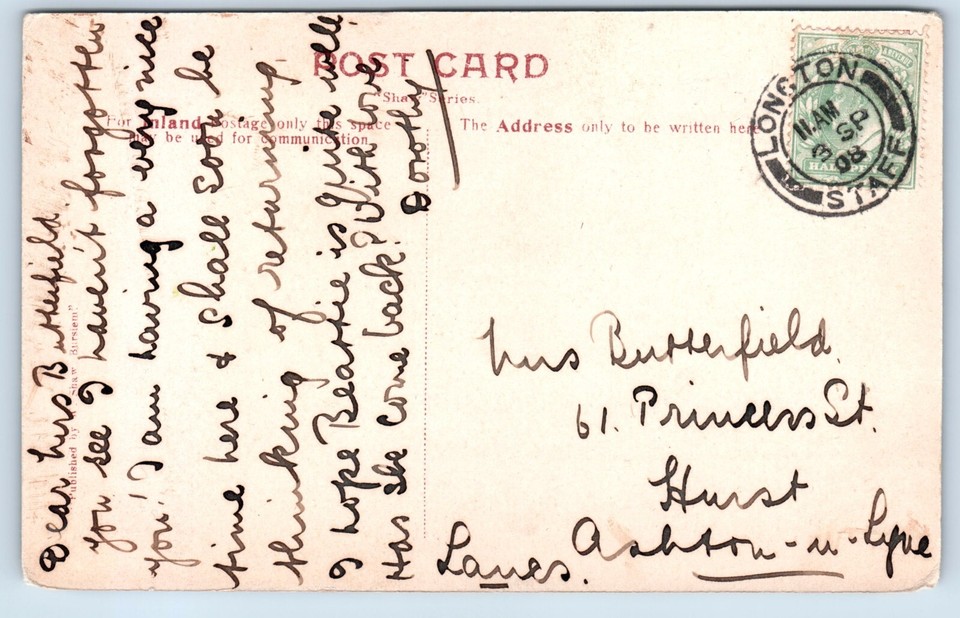Postcard Longton Park Lake Staffordshire England posted 1908 | eBay