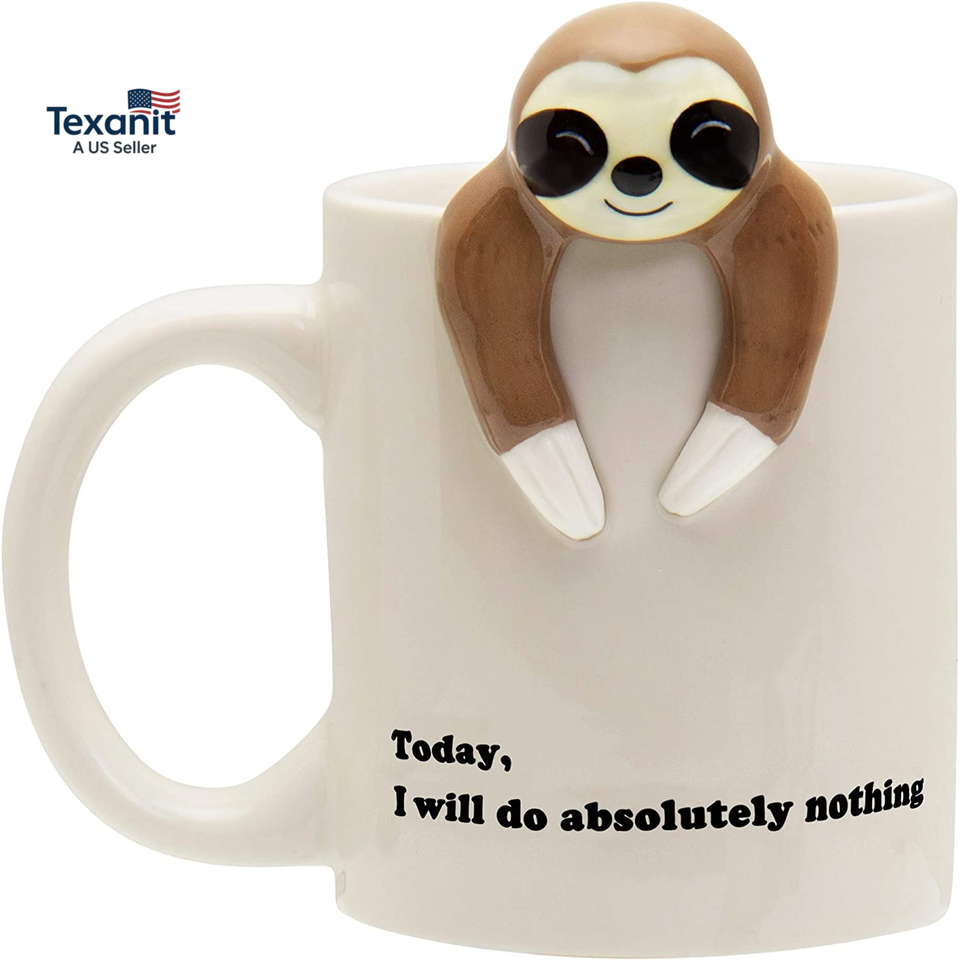 Funny Sloth Coffee Mug - Cute Sloth Gifts for Coworkers Women & Men ...