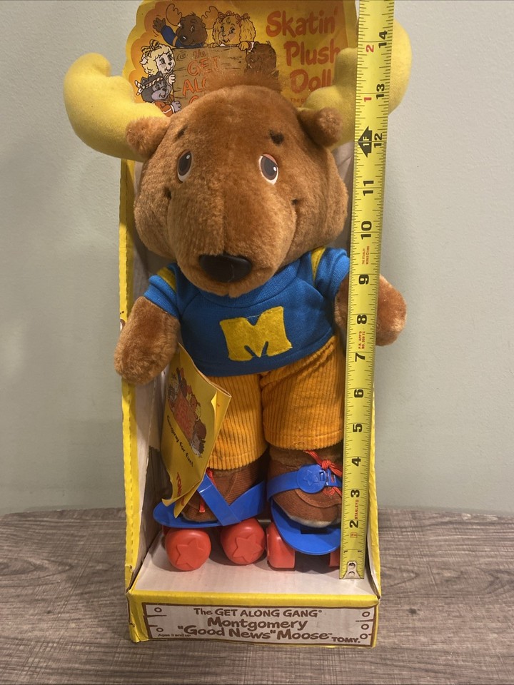 NOS Vintage TOMY 1984 Get Along Gang Skatin' Plush, Montgomery Moose No ...