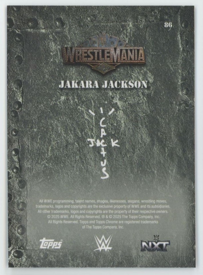 2025 Topps Chrome WWE Cactus Jack Wrestlemania Jakara Jackson #86 A6 | eBay