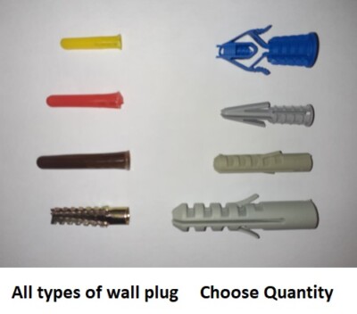 Wall Plugs Masonry Concrete Solid & Hollow Wall Plasterboard ALL TYPES ...