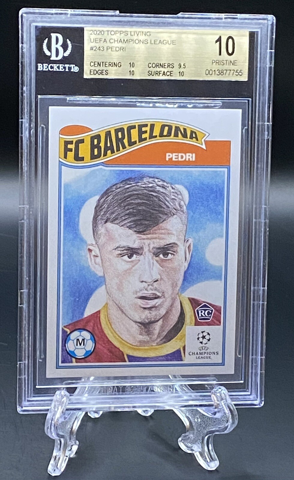 Pedri 2020 Topps Living RC UEFA Champions League BGS Pristine 10! FC ...