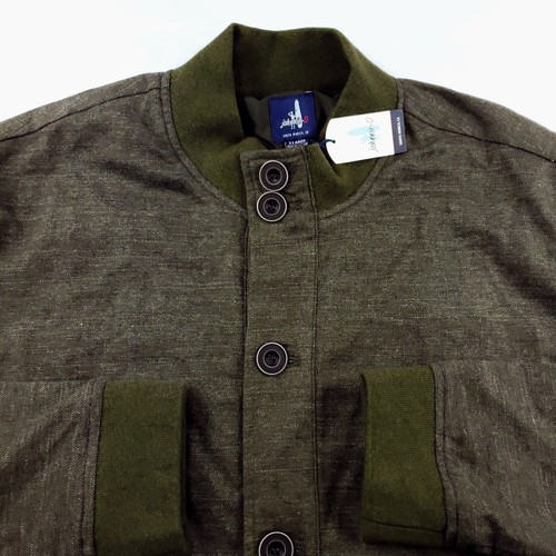 Johnnie-O $298 Wool Blend Button Front Bomber Jacket Shirt Pine Green ...