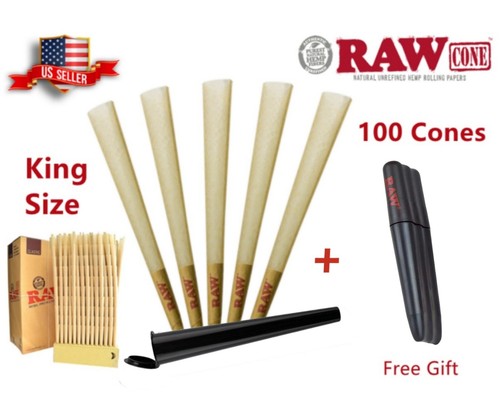 RAW Classic King Size Pre-Rolled Cones 100 Pack & Three Tree Case ...