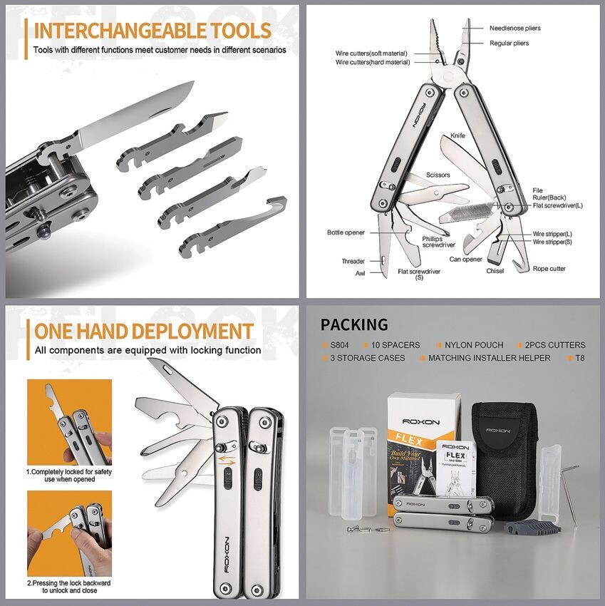 ROXON Flex Multitool Modular Design Interchangeable Tools Stainless ...