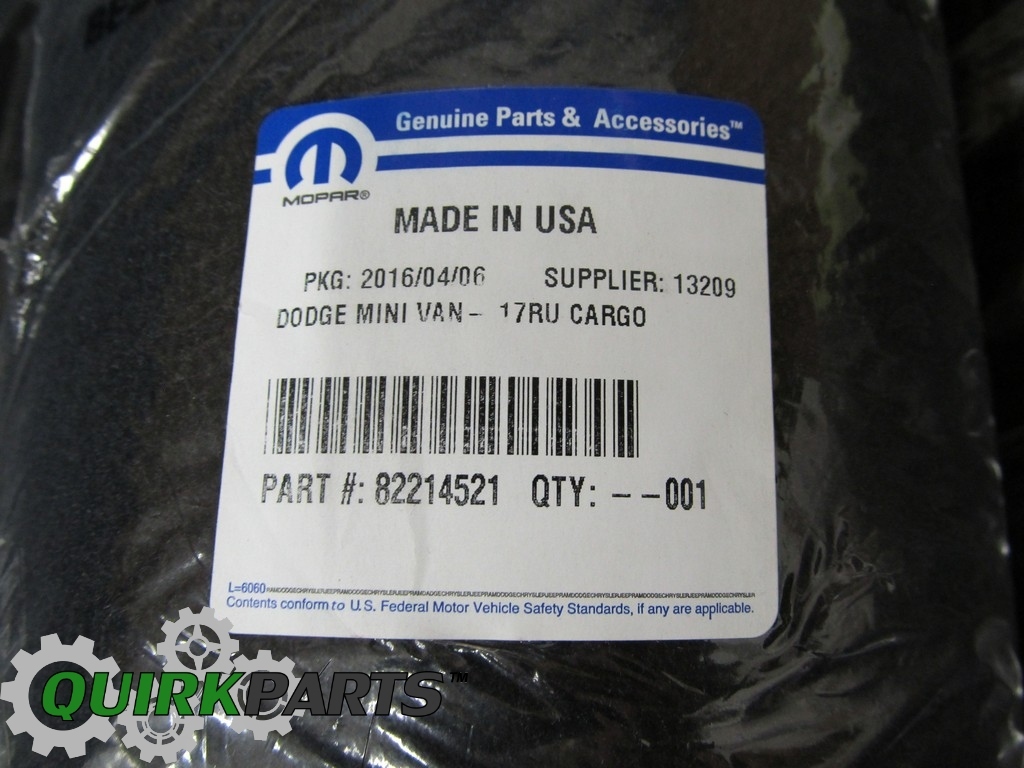 2017-2018 CHRYSLER PACIFICA REAR CARGO AREA CARPET FLOOR MAT W/LOGO NEW ...