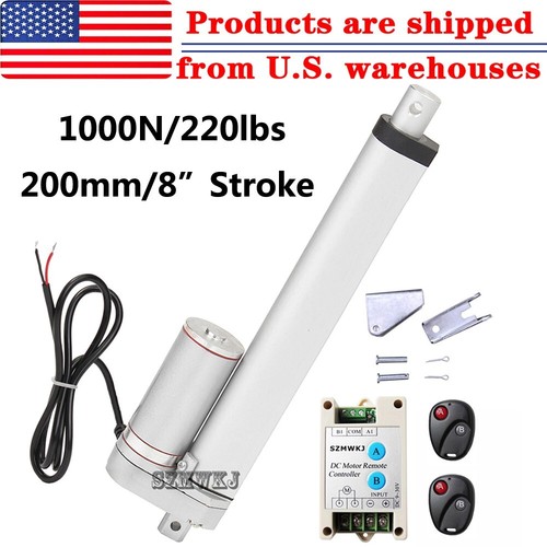 DC12V 8" 200mm Linear Actuator W/ Remote Controller Electric Motor ...