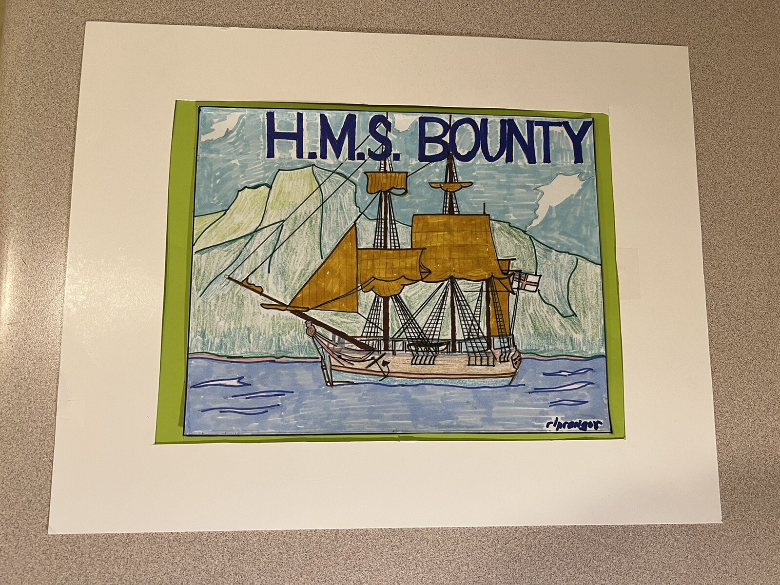 Hand drawing of “HMS Bounty,” Sailing Ship from the 1700’s, 11x14 | eBay