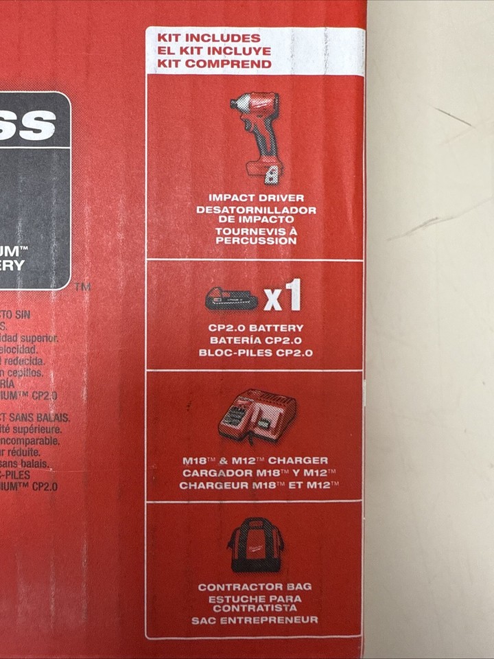 Milwaukee 3650-21P M18 Compact Brushless 1/4” Hex Impact Driver Kit NEW ...