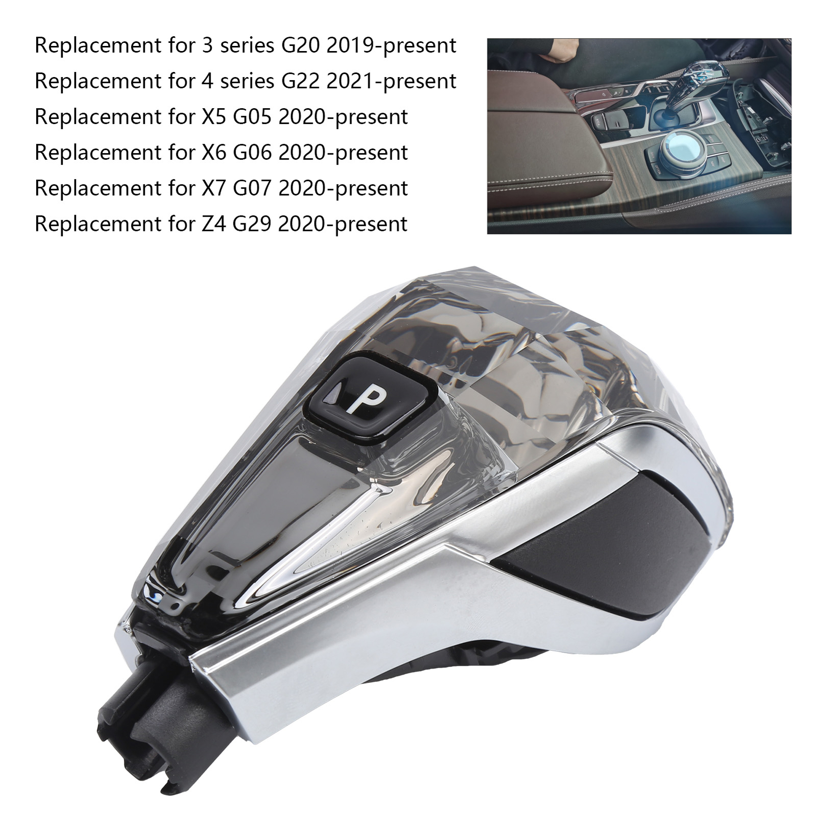 Car Gear Knob Crystal Glass With Start Switch Cover For 4 Series G22 ...