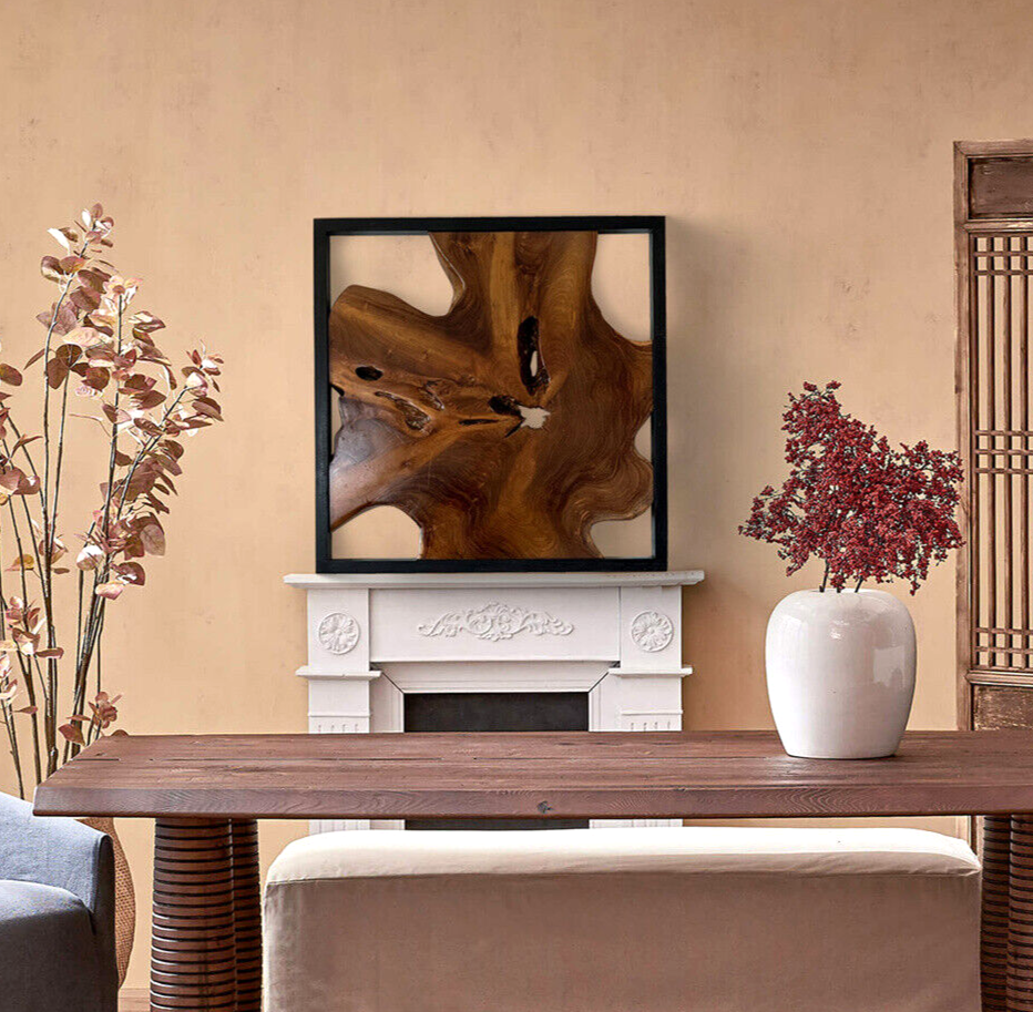Rustic Teak Wood Wall Decor 17"x31.5" Live Edge Farmhouse Wall Art ...