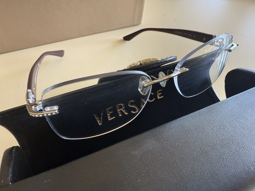 Versace Eyeglasses Rimless Frame MOD. 1225-B 1000 Silver w/Crystals 51 ...