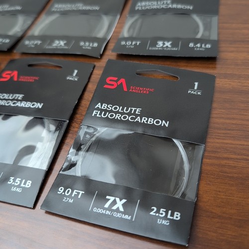 Scientific Anglers Absolute Fluorocarbon 9ft Leader LOT OF 8... 0X-7X ...