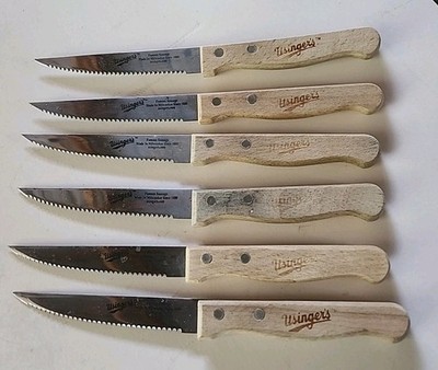 USINGER'S Famous Sausage Milwaukee STEAK KNIFE 6 Pc Lot Wood Handle Vtg ...