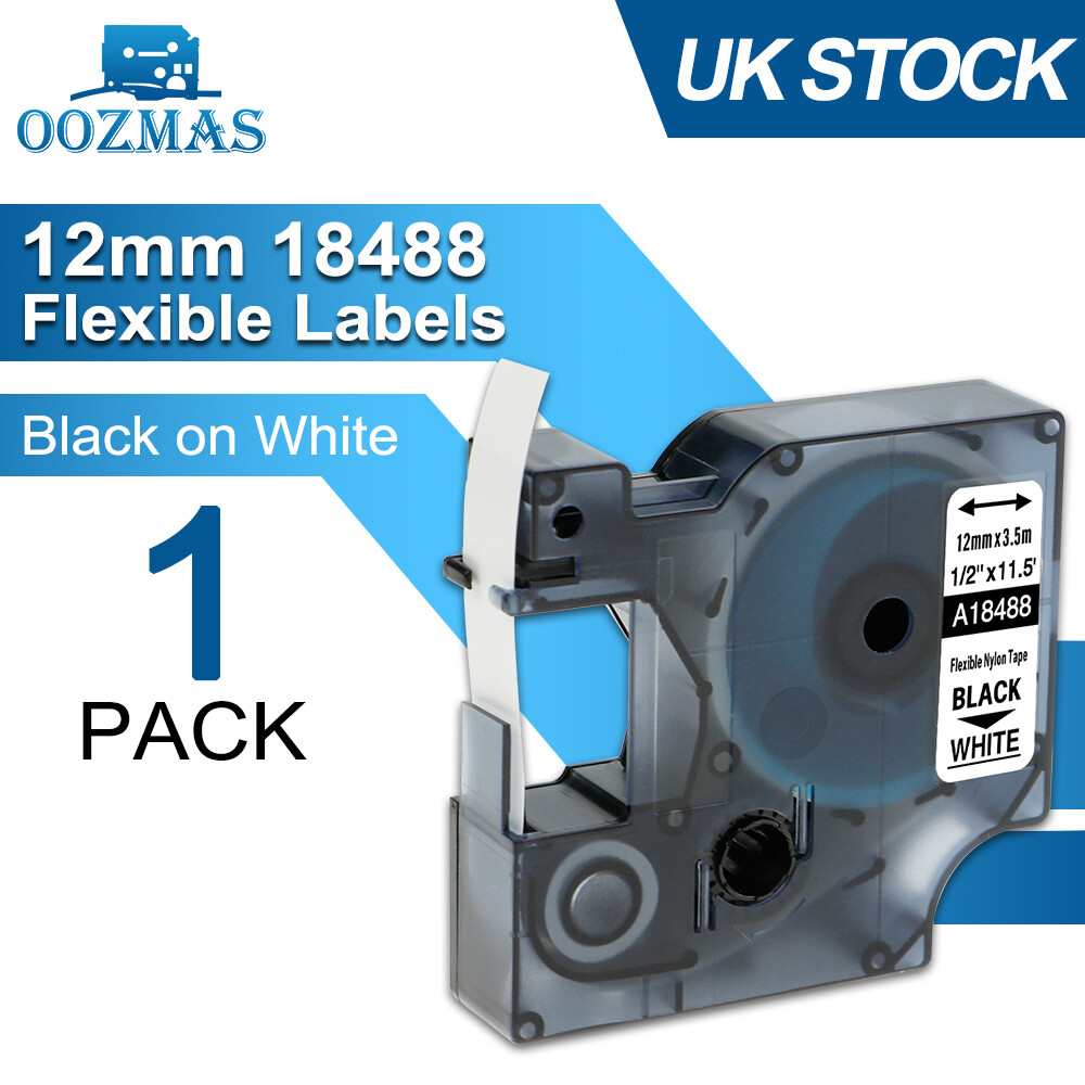 Vinyl Heat Shrink Flexible IND Label Tape 9mm/12mm/19mm for Dymo Rhino ...