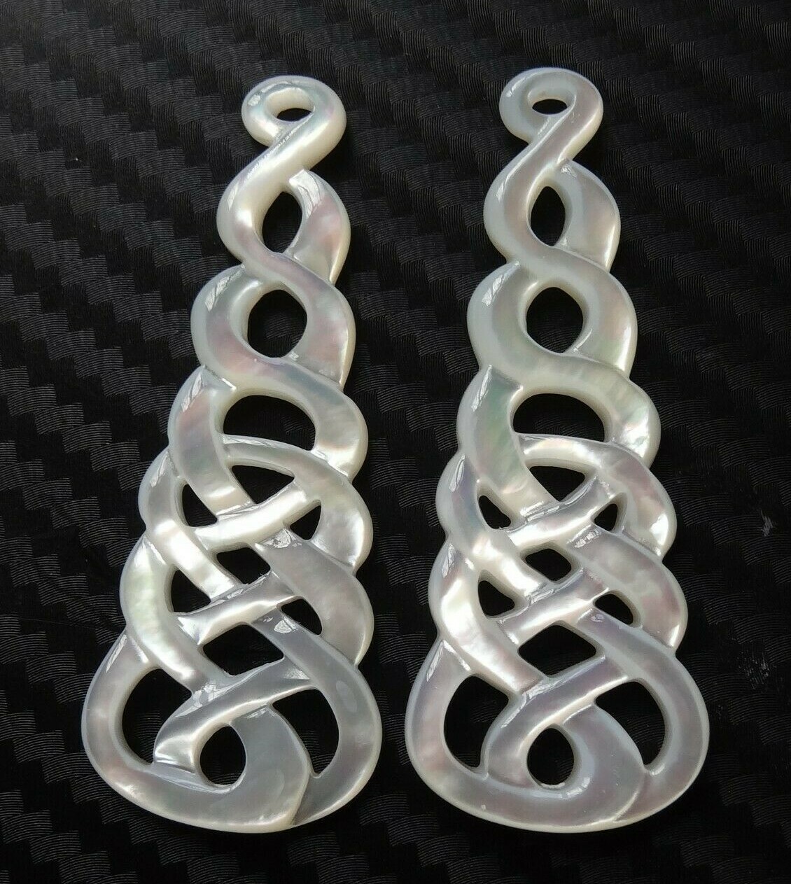 White Mother of Pearl Shell 18x48 mm Carved Infinity Drops One Pair ...