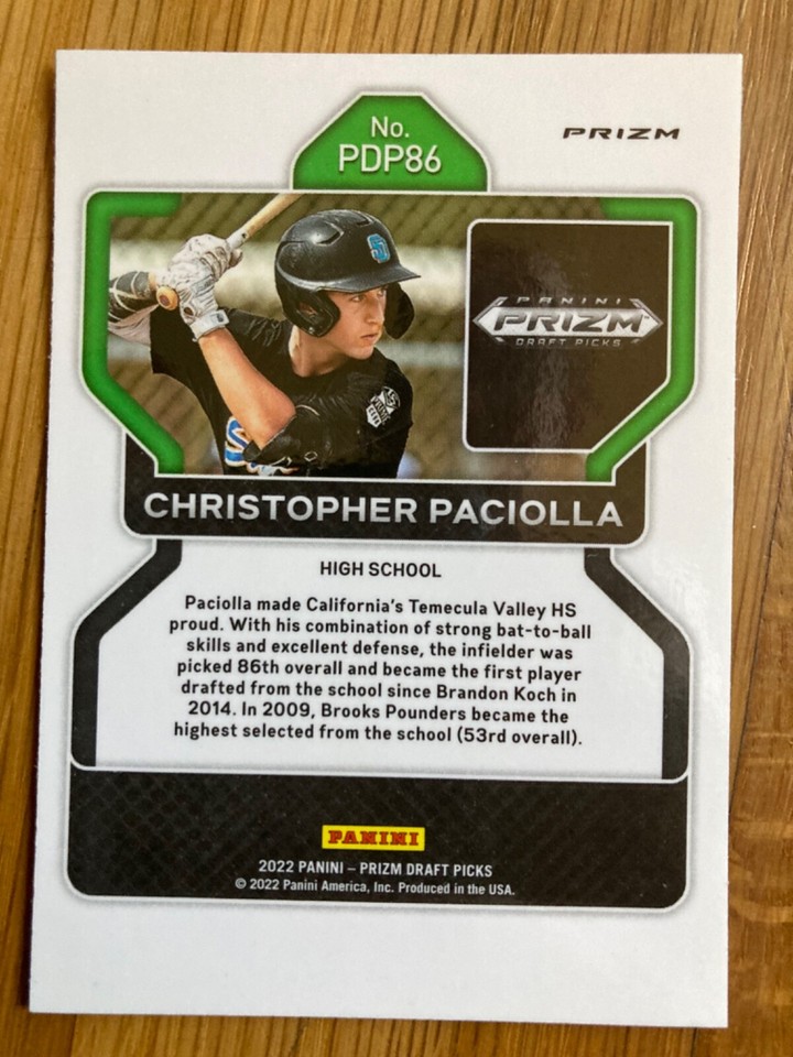 2022 Prizm Draft Picks Baseball Red Mojo #PDP86 Christopher Paciolla | eBay