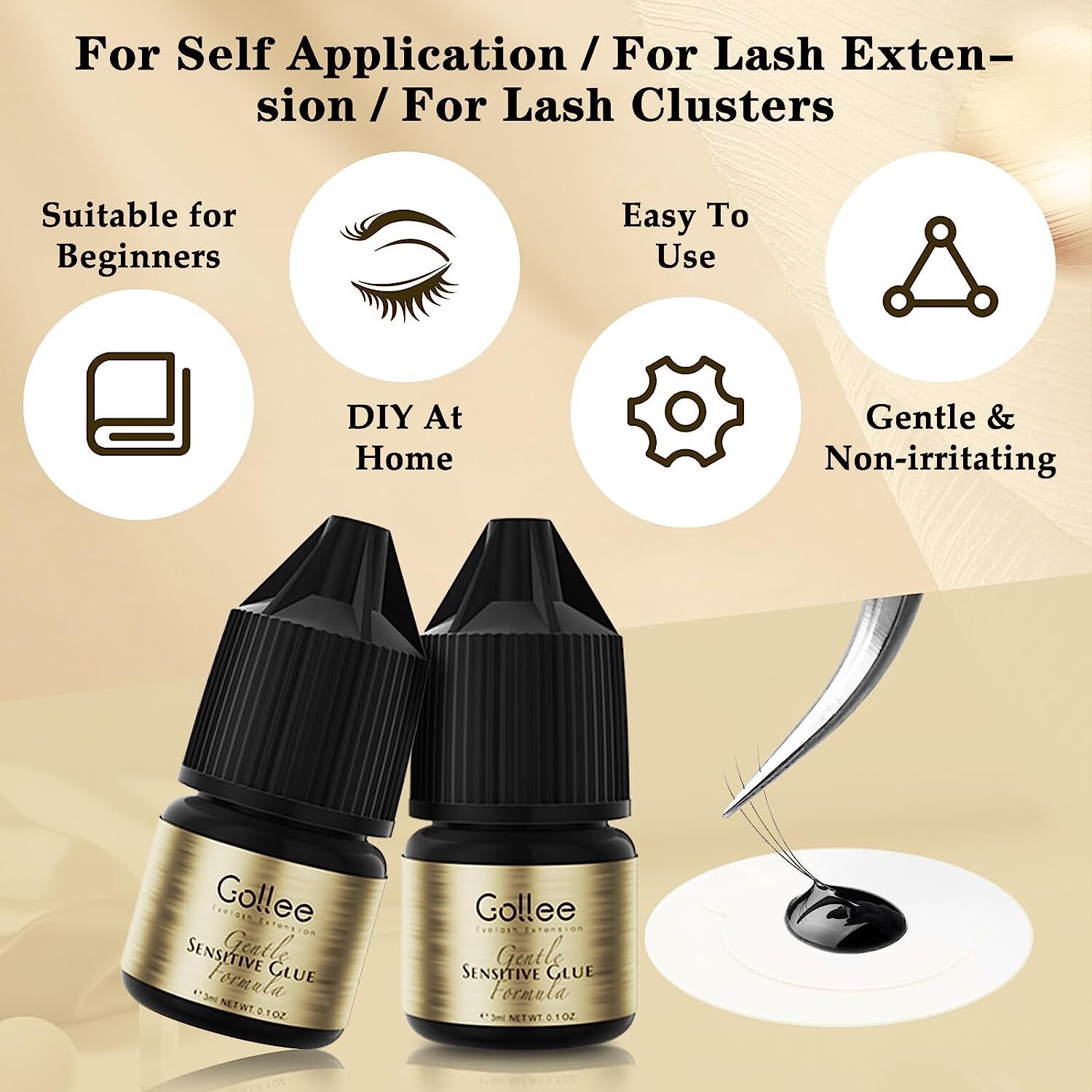 Gollee Cluster Lash Glue 3-4s Drying Time DIY Eyelash Extension ...
