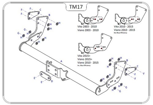 Mercedes Vito Tow Bar W447 2015 to 2021 - Tow Trust Flange Tow Bars ...