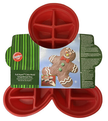 Wilton Gingerbread Boy Shaped Pull Apart Silicone Cake Baking Pan, Bake ...