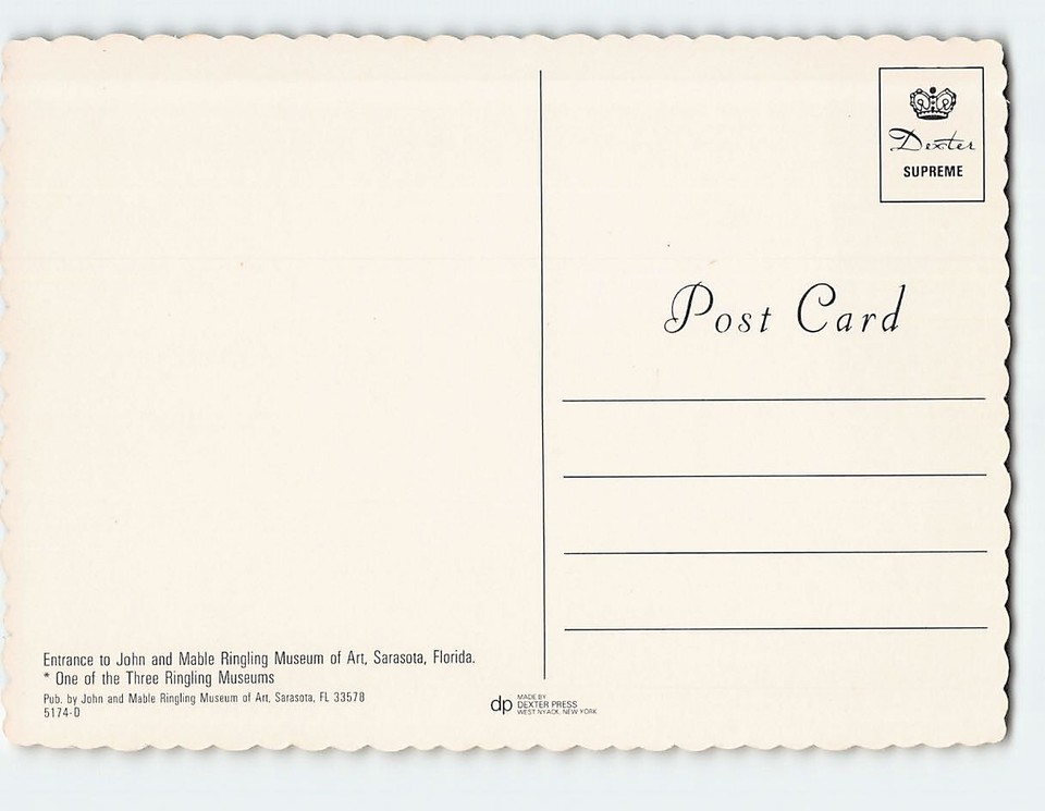 Postcard Entrance to Ringling Art Museum, Sarasota, Florida | eBay