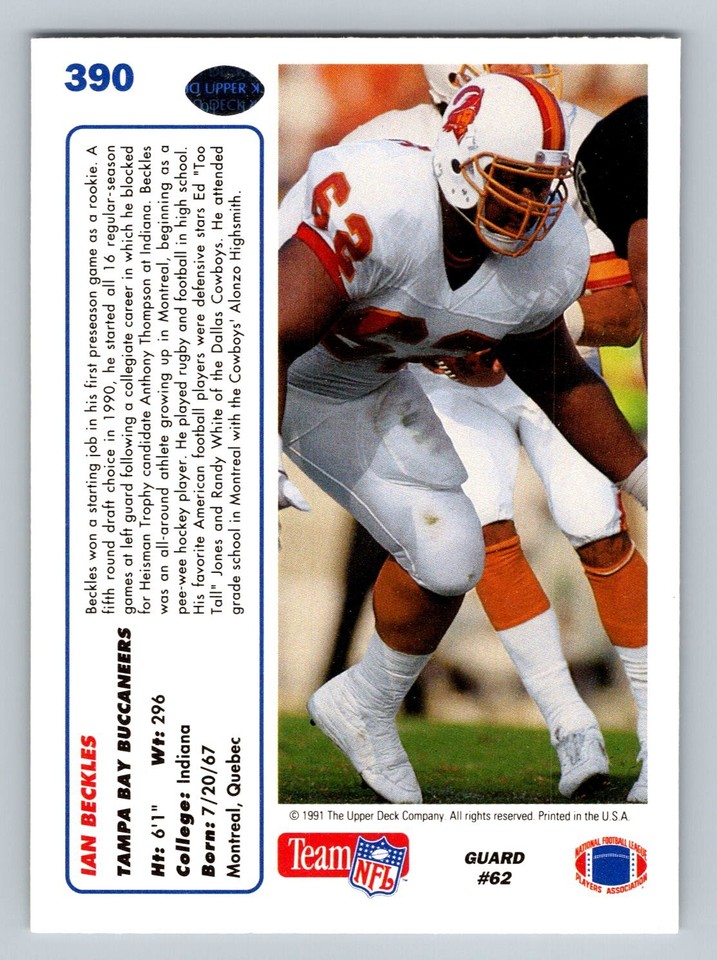 1991 Upper Deck #390 Ian Beckles Tampa Bay Buccaneers | eBay