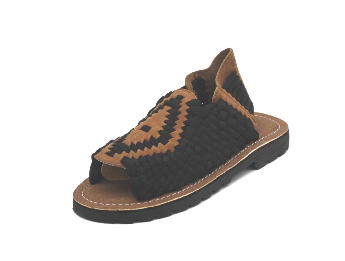 AZTEC HAND MADE IN MEXICO AZTEC NYLON JUAN BLACK/COFFEE SLIP ON SANDAL ...