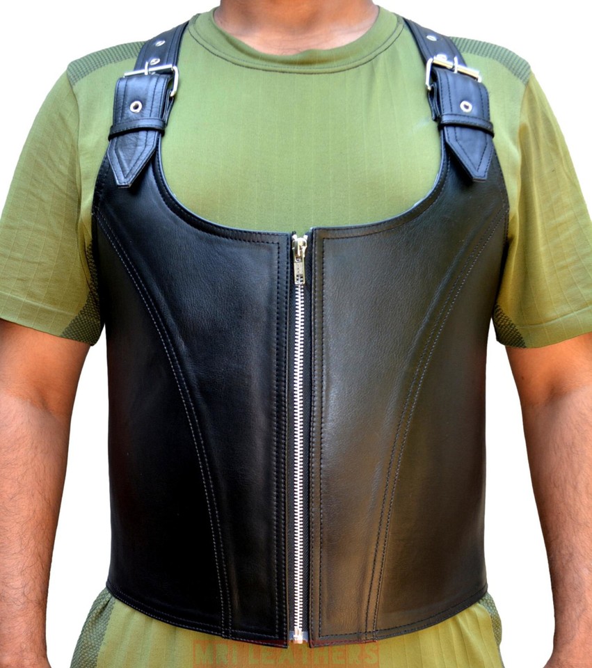 Leather Vest for Men Leather Bar Vest for Men Open Front | eBay
