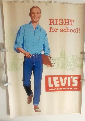 Vintage Rare 1950s Levi’s Jeans 501 Sign 36” X 24" Corrugated ORIGINAL ...