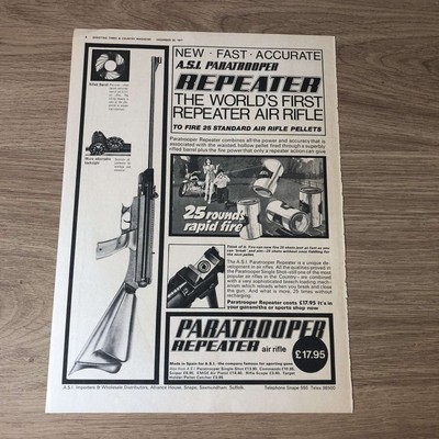 GUNS68 MAGAZINE ADVERT 12X9 ASI PARATROOPER REPEATER AIR RIFLE | eBay UK