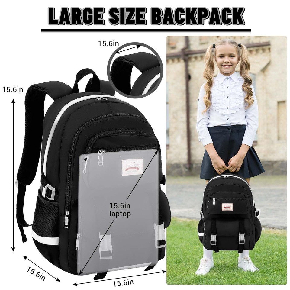 Backpacks for Teen Girls-Black Laptop Backpack Middle High Students ...