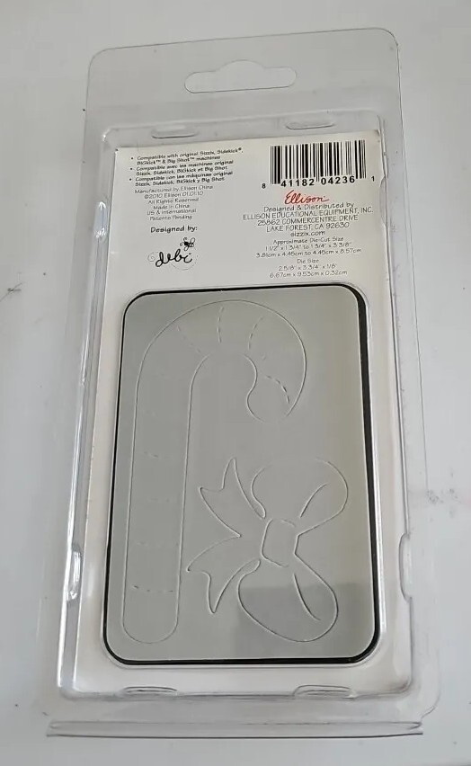 Sizzix Candy Cane & Bow #655668 Medium Embossing Die NEW Crafting Tool ...