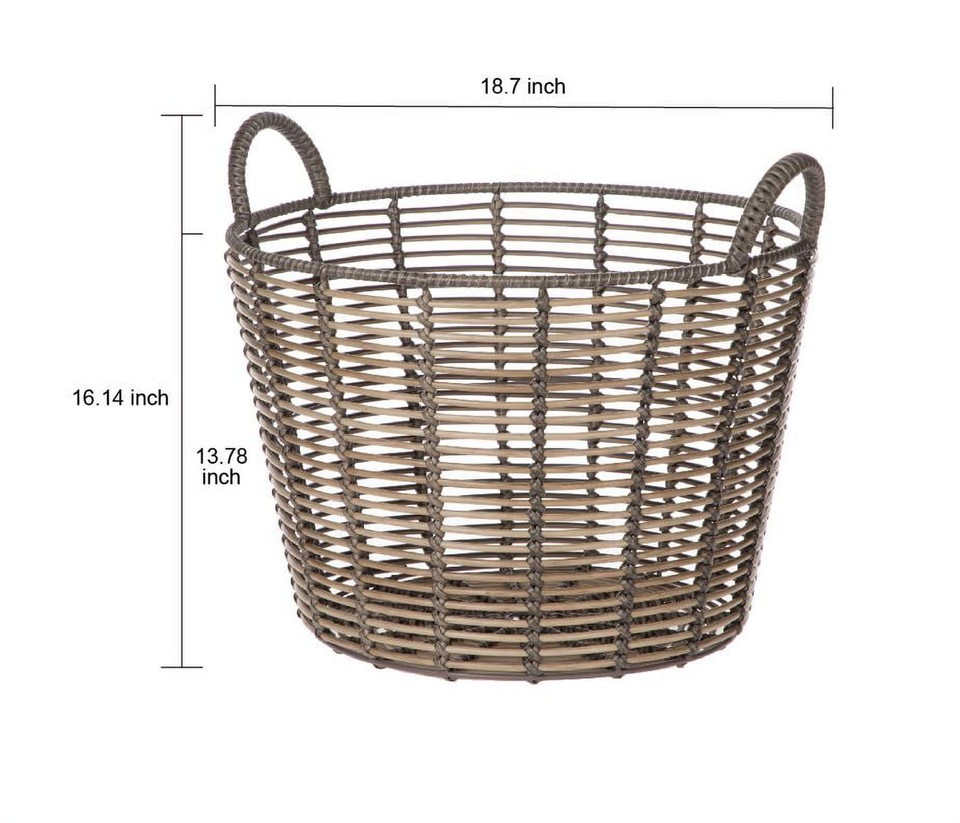 Extra Large Poly Rattan Basket, Round Shape, with Convenient Handles ...