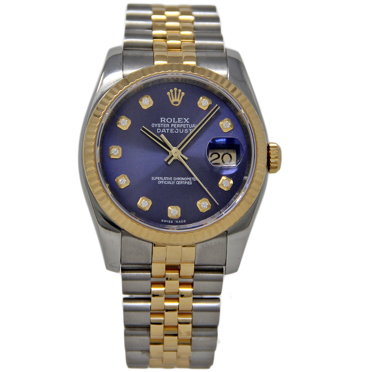 Rolex Datejust 36mm Steel Gold Blue Diamond 116233 ROLEXWARNTYDATED2020 ...