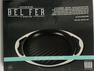 Limited Edition Bel Fer ~ 10" Round ~ Enameled Cast Iron ~ Grill Pan ...