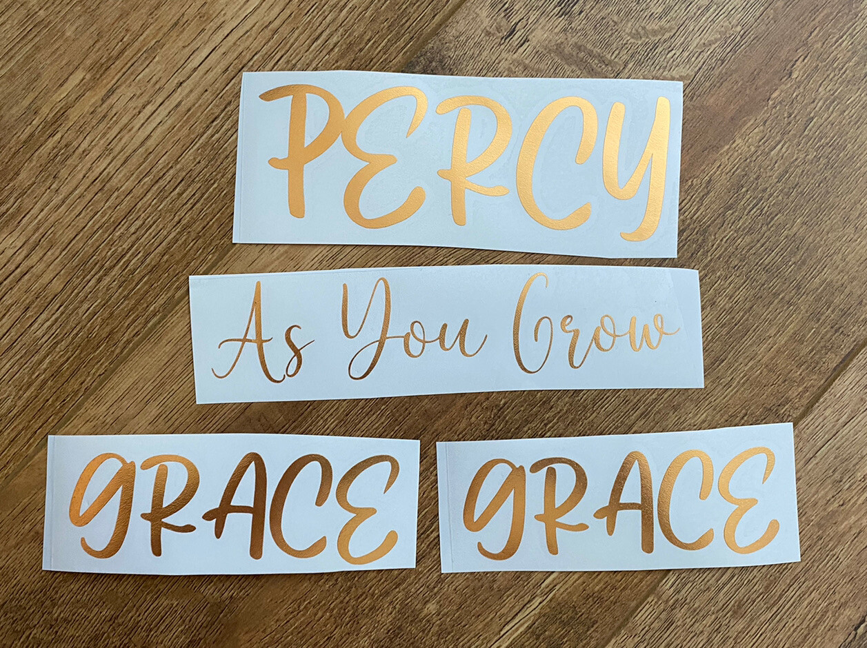 Black Vinyl Labels, Stickers, Decals, Script, Scroll Personalise Name ...