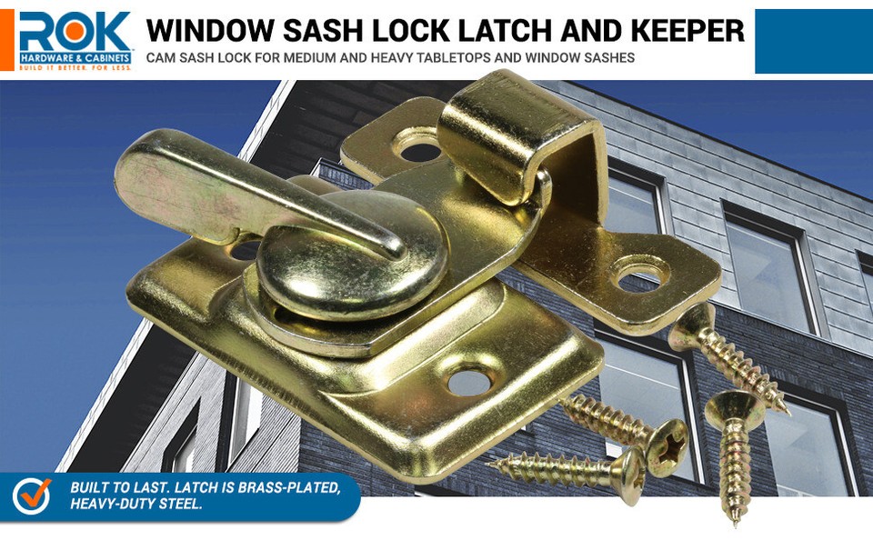 Cam-Action Window Sash Lock Latch and Keeper, Brass Plated Steel | eBay